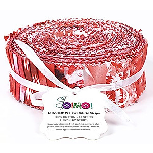 Soimoi 40Pcs Tie Dye Print Precut Fabrics Strips Roll Up 1.5x42inches Cotton Jelly Rolls for Quilting - Red