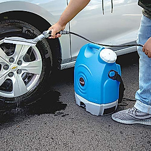 Ivation Multipurpose Portable Spray Washer w/Water Tank – Built in Rechargeable 2200 mAh Lithium Battery and 12v Car Plug - Metal Trigger Guns, Shower & Brush Heads and Flexible Hose