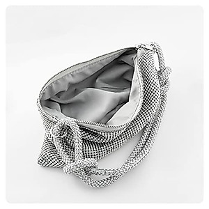 TANOSII Rhinestone Purse Crystal Evening Bag Sparkly Handbag Bling Shoulder Bag Glitter Clutch for Women Silver L