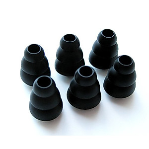 6pcs Small (S) Black Soft Triple Flange Replacement Eartips Earbuds Set Compatible with Sennheiser IE Series, CX Series, CXC Series, CXL Series, OCX Series, and MM Series in Ear Earphone Headsets