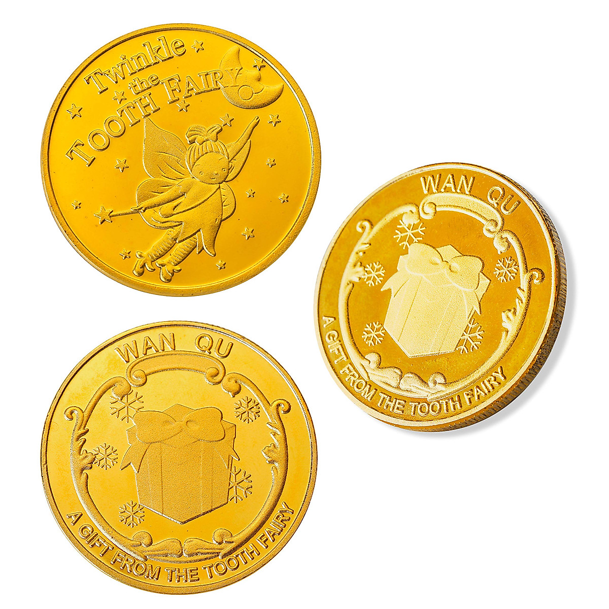 PROLOSO 8 Pcs Golden Tooth Fairy Coins Novelty Gift Coins Tooth Fairy Money for Lost Tooth Kids
