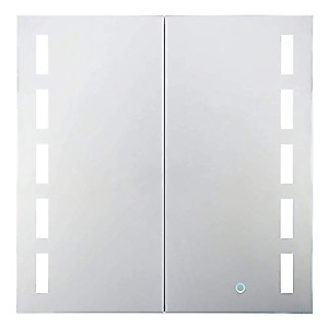 Bathroom Medicine Cabinet, Aluminum, Recessed/Surface Mount, 30" x 30", 2 Door, Mirrored w/LED