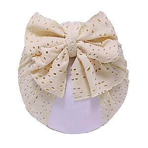 DANMY Baby Girl Hat with Bow Hat Toddlers Soft Turban Knotting Hats Cap (Pink/Purple/DarkPink/White/Green/Beige)