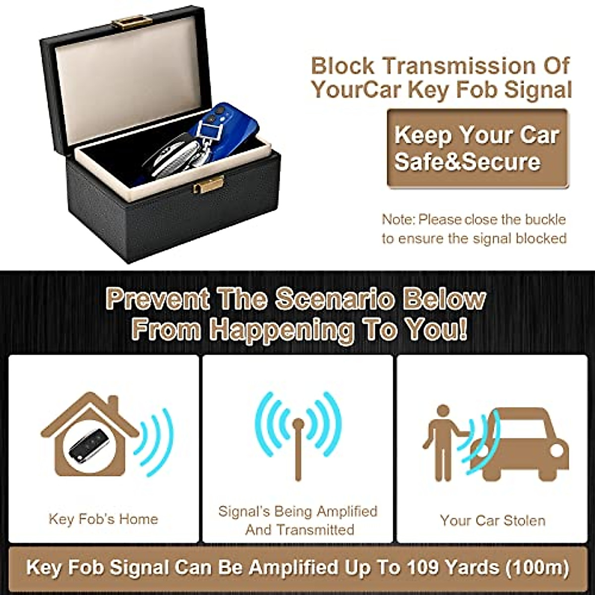 ROSELLE RFID Faraday Box with Large Capacity, Key Fob Protector Box Signal Blocking Box, RFID Keyless Signal Blocker Case, Anti-Theft Car Key Box, EMP Protection Box, for Car Keys, Phones, Cards