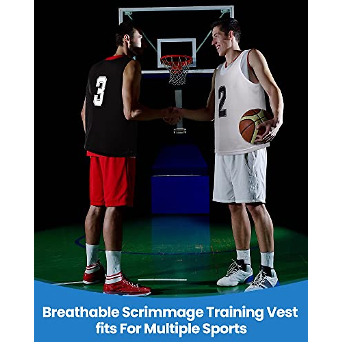 Silkfly 24-Pack Youth Numbered Soccer Practice Jerseys - Scrimmage Vests for Teens in Black & White