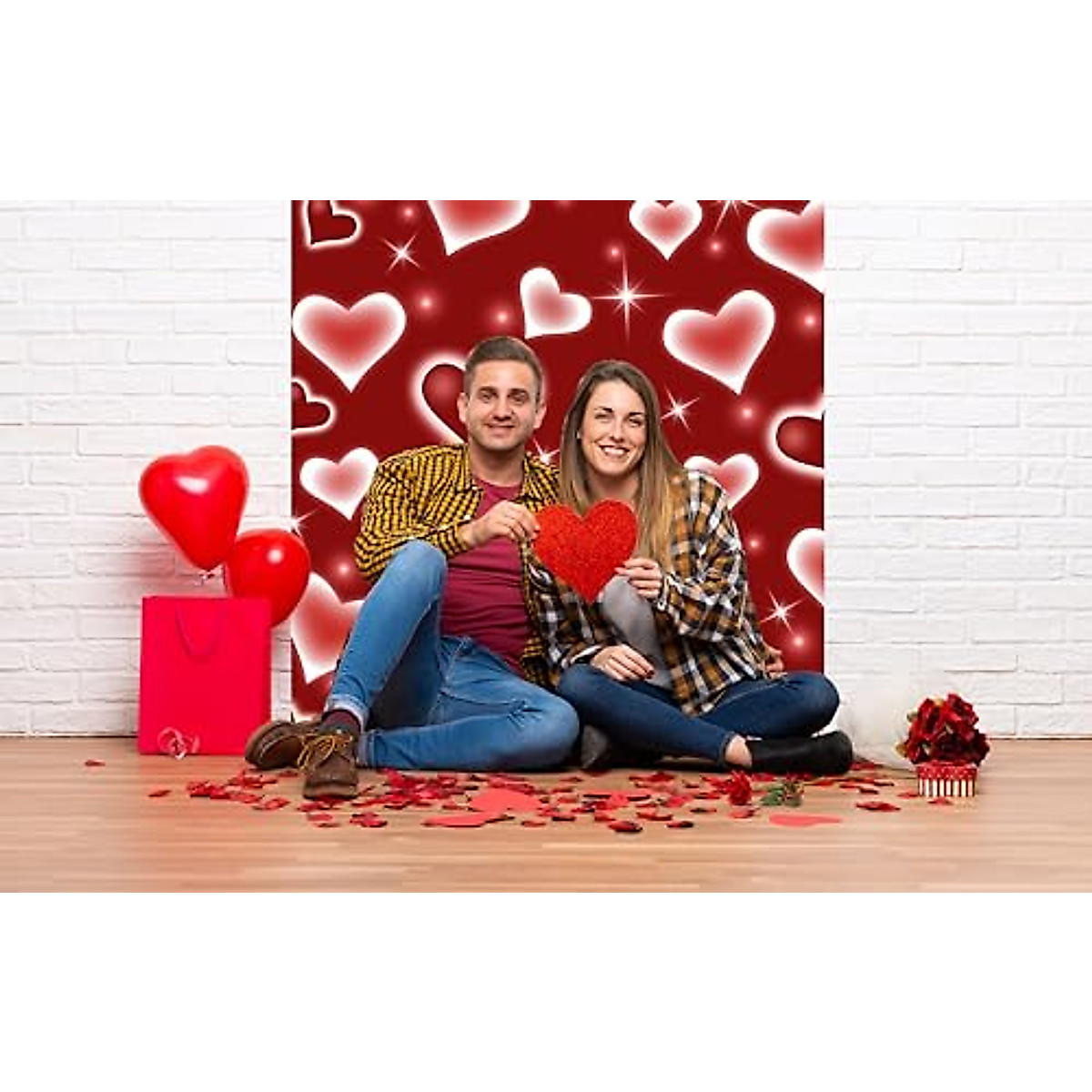 Mocsicka Early 2000s Photography Backdrop Red Heart Photo Backdrop Valentines Heart Stars Valentines Day Party Decoration Newborn Kids Portrait Photo Props