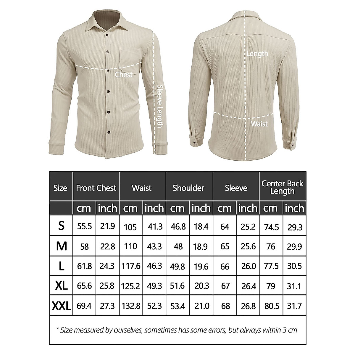 COOFANDY Men's Casual Long Sleeve Button Down Outdoor Corduroy Shirt Fall Light Jackets