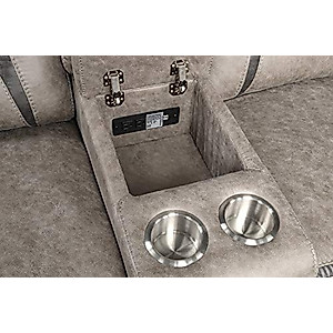 Roundhill Furniture Elkton Manual Motion Recliner with Storage Console, Loveseat, Taupe