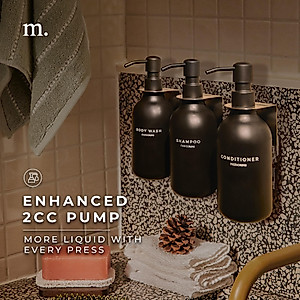MaisoNovo Shampoo and Conditioner Dispenser - Shower Soap Dispenser Wall Mounted - 16.9 fl oz Set of 3 Black Plastic Bottles Black Pump - Shampoo Dispenser, Shower Dispenser 3 Chamber No Drill