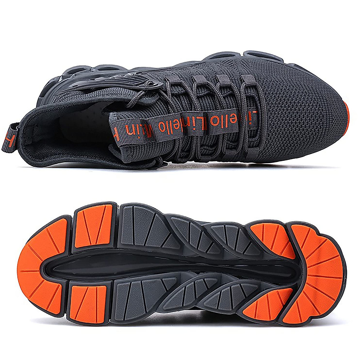 DUDHUH Running Shoes for Men Comfortable Athletic Cross Trainer Casual Walking Fashion Mens Tennis Sock Sneakers Grey