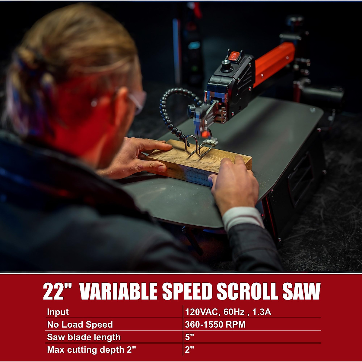 Bucktool 22 Inch Variable Speed Scrow Saw, 1.3A Scroll Saw for Woodworking