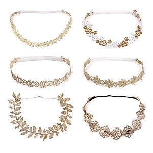Zapire 6pcs Lace Floral Headbands for Baby Girl Elastic Flower Bows Hair Bands Beautiful Kid Girl Hairbands Hair Accessories
