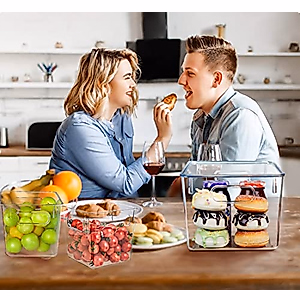 SKTEET 8 Pack Clear Plastic Storage Bins, 4 Large and 4 Small Refrigerator Organizer Bins with Handles, Pantry Organization and Storage for Kitchen,Fridge, Freezer,Home Edit and Cabinet