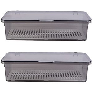 DOITOOL Flatware Tray with Lid, 2Pcs Kitchen Drawer Organizer, Kitchen Cutlery Tray and Utensil Drawer Organizer with Cover, Countertop Silverware Storage Container ( Black )