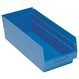 Quantum Storage QSB208BL 10-Pack 6" Hanging Plastic Shelf Bin Storage Containers, 17-7/8" x 8-3/8" x 6", Blue