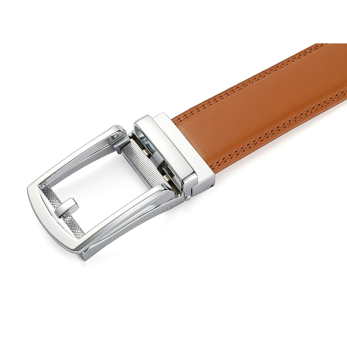 Lingli Men's Belt Ratchet Dress Belt with Automatic Buckle Brown/Black-Trim to Fit-35mm wide-200-110-TAN