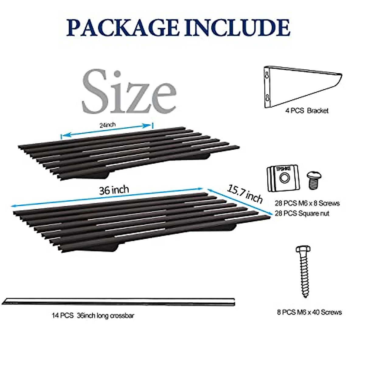 TPSHKE 2 Pack 36in x 15.7in Garage Wall Shelving, 700 lbs Heavy Duty Wall Mounted Floating Shelves, 6 ft