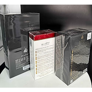 Lattafa Fakhar 3-Piece Set for Unisex, (3.4 Oz Bade'e Al Oud For Glory+ 3.4 Oz Ana Abiyedh Rouge + 3.4 Oz Maahir Black Edition)