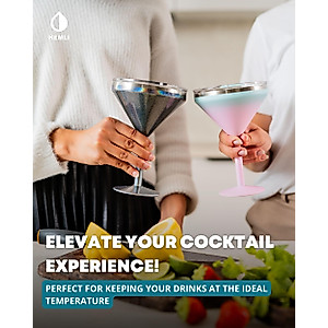 Hemli Insulated Martini Tumbler with Lid, Outdoor Martini Glass, Unbreakable Martini Tumbler, Stainless Steel - 8 oz