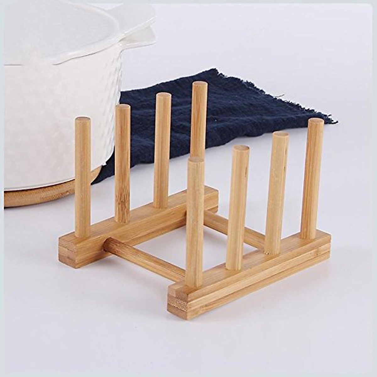 YWSHF Bamboo Wooden Dish Rack Dishes Drainboard Drying Drainer Storage Holder Stand Kitchen Cabinet Organizer for Dish,Plate,Bowl,Cup Pot,Lid,Book