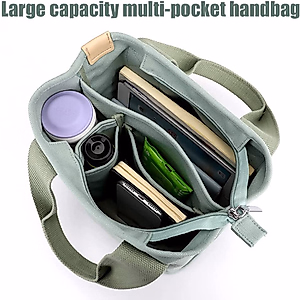 OSEVIO Japanese Handmade Large Capacity Multi-Pocket Handbag Canvas,Handmade Crossbody Bags Shoulder Tote Bag for Women (Black)