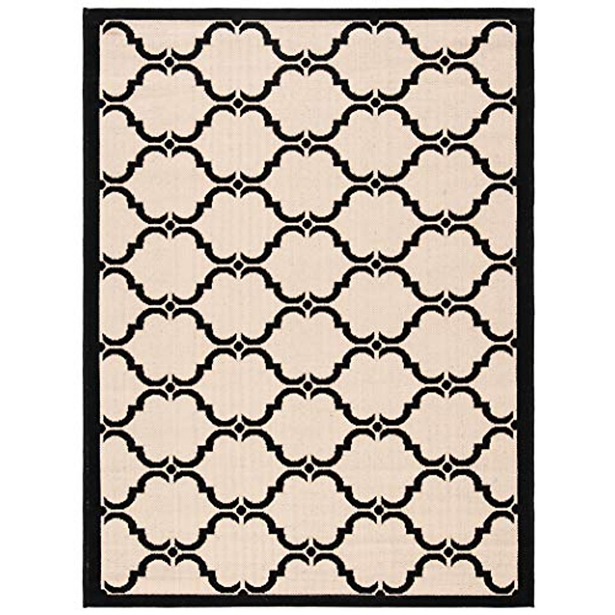 SAFAVIEH Courtyard Collection Accent Rug - 4' x 5'7", Beige & Black, Trellis Design, Non-Shedding & Easy Care, Indoor/Outdoor & Washable-Ideal for Patio, Backyard, Mudroom (CY6009-256)