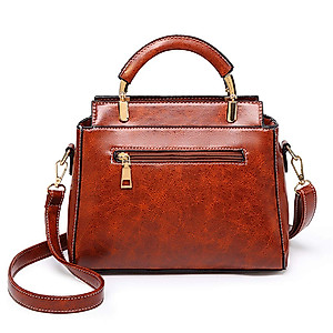 Mn&Sue Vintage SatchelHandbags for Women Shoulder Bag Work Tote Cross Body Messenger Bag (Brown)
