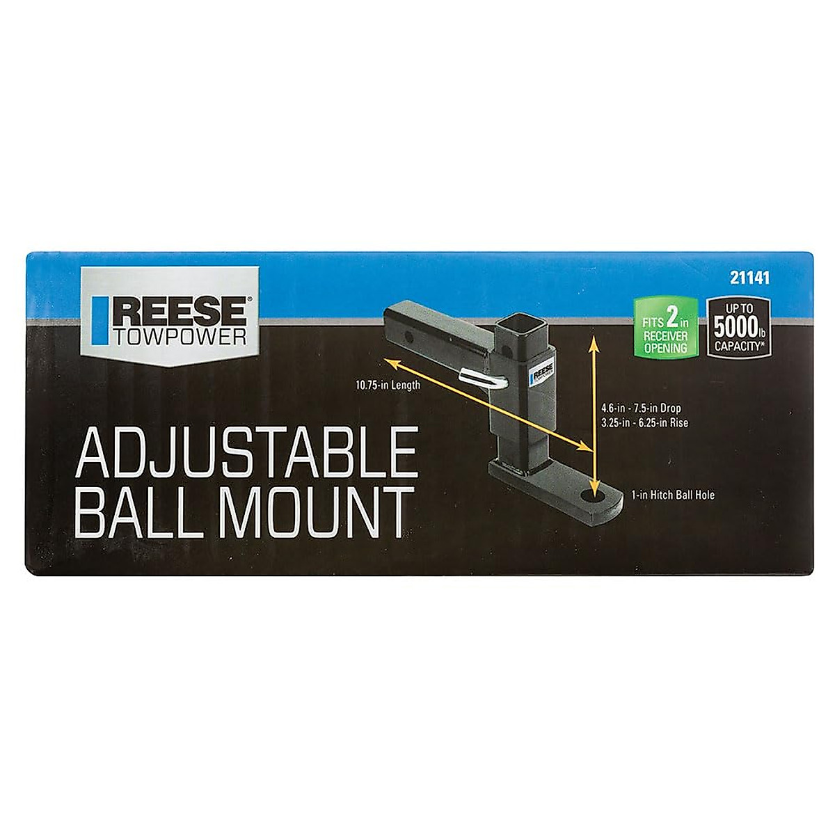 Reese Towpower 21141 Adjustable Ball Mount , Black