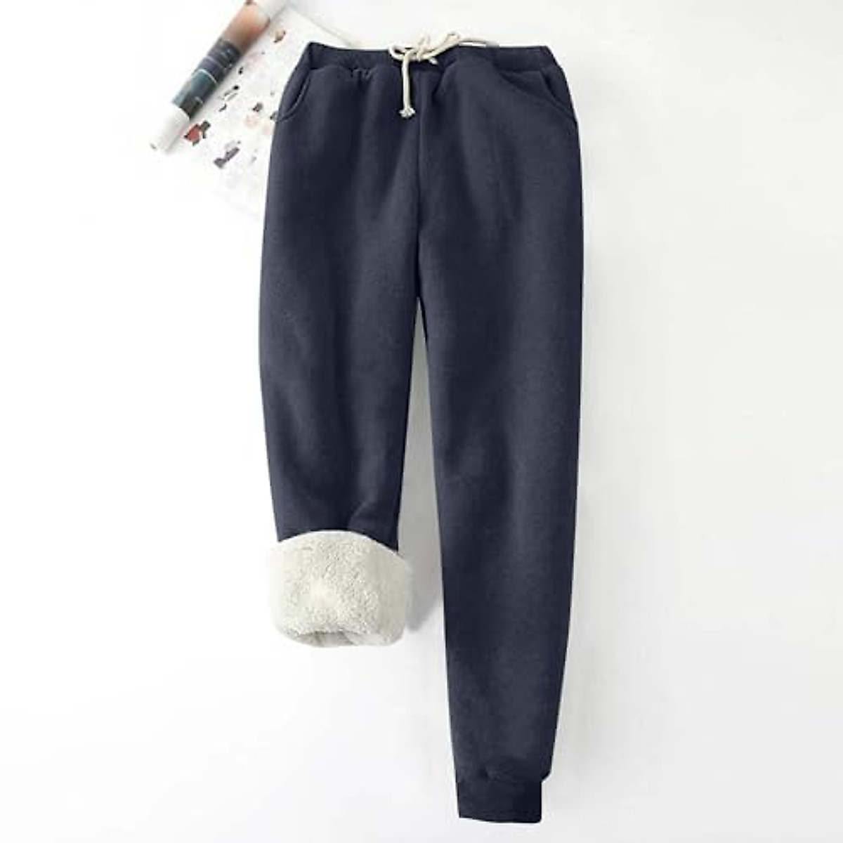 Fleece Trousers for Women Winter Warm Fleece Pants Sherpa Lined Sweatpants Christmas Print/Solid Jogger Track Pants with Pockets My Recent Orders Placed by Me