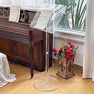 FCCABIN Gorgeous Acrylic Podium Stand Easy to Assemble Durable Podium, Strong Portable Larger Flexible Adjustable Angle Podium Stand with Baffles and Pen Slot for Church Speeches Wedding Teacher
