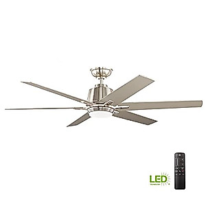 Home Decorators Collection YG493A-BN Kensgrove 54 in. Integrated LED Indoor Brushed Nickel Ceiling Fan with Light Kit and Remote Control