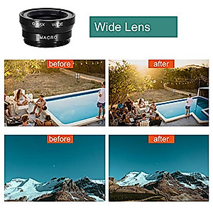 Phone Lens,by Ailun,3 in 1 Clip On 180 Degree Fish Eye Lens+0.65X Wide Angle+10X Macro Lens,Universal HD Camera Lens Kit for Mobile Phone,Cellphone,Smart Phone