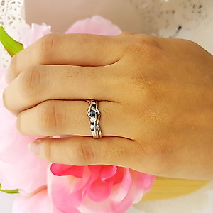 Dazzlingrock Collection 10k Blue Sapphire And White Diamond Women Bridal Engagement Wedding Ring Band Set, White Gold, Size 6.5