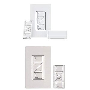 LUTRON Alexa Compatible Caseta Wireless Dimmer Kit + Caseta Wireless Multi-Location In-Wall Dimmer with Pico Remote Control Kit