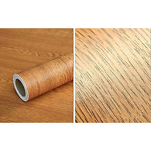 MULLSAN Brown Wood Grain Paper Waterproof Self Adhesive Shelf Liner Dresser Drawer Cabinet Sticker Winged Wood 24inch by 118inch