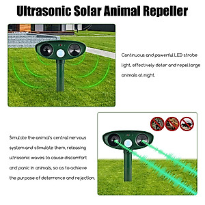 2024 Upgraded Animal Repellent Outdoor,4 Pack Solar Deer Repellent Devices Ultrasonic Cat Repellent Solar Animal Repeller with Motion Sensor Predator Lights to Scare Squirrel Raccoon Dog Coyote Skunk