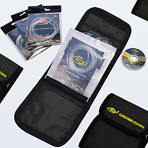 SF Fly Fishing Leader Wallet Tippet Tapered Leader Polyleader 12Pcs Detachable Clear Re-sealable Pockets Case Storage Accessories Waterproof
