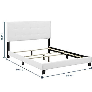 Modway Amira Tufted Fabric Upholstered Full Bed Frame With Headboard In White