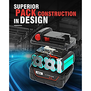 Bslite 4Packs Replacement for Milwaukee M18 Battery 6.0Ah 48-11-1862 Compaitble with Milwaukee 18V Battery Tools and Charger（Black）