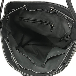 Chikencall Over-size Studded Bucket Bag or Women,3 Ways Multifunction Backpack Vegan Leather Punk Rock Rivet Large Shoulder Bag Crossbody Bag Black