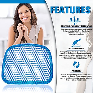 GHEMYULP Gel Seat Cushion,Office Chair Car Wheelchair Seat Cushion for Long Sitting,Cooling Seat Cushion Honeycomb Design with Non-Slip Cover,Pressure Relief(Arc:16.5 x 15.0 x 1.9 inches)