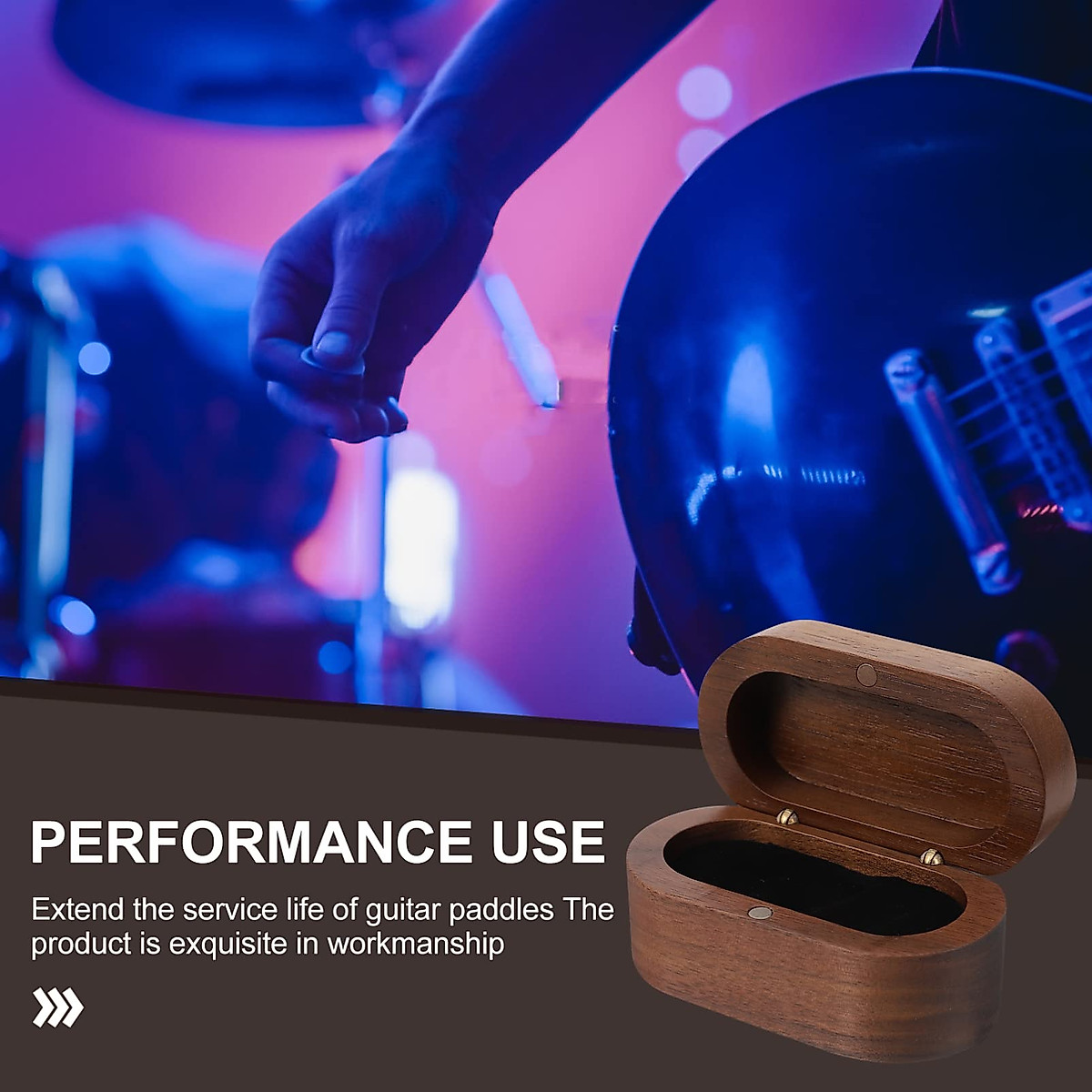 Guitar Display Case Guitar Pick Box Storage Wooden Guitar Picks Case Guitar Picks Holder Organizer Small Item Organizer for Bass Mandolin Banjo Ukulele Coffee Guitar Pick Case