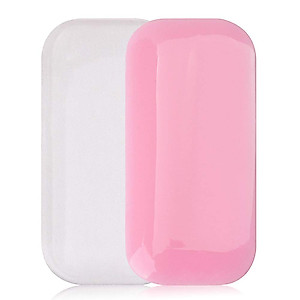 Teensery 4 Pcs Rectangle Eyelash Extension Pad Silicone False Lash Eyelash Stand Tray Holder Forehead Sticker for Eyelash Extension Supplies (2 Clear & 2 Pink)
