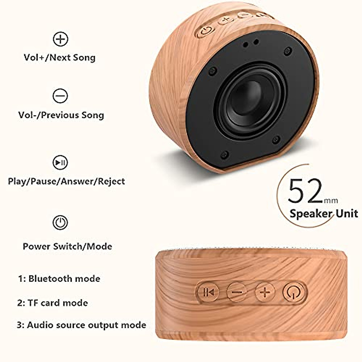 ZH&GE Kpop BTS Merchandise Portable Wood Bluetooth Speaker for Army Gifts, White, 3.2x3.1x1.3 inches