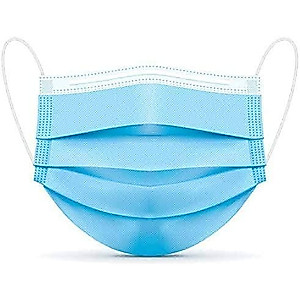 [Pack of 100] Blue Disposable Face Mask, Effective Filtration, Single Use Bulk Pack 3-Ply Masks Facial Cover with Elastic Earloops For Home, Office, School, and Outdoors