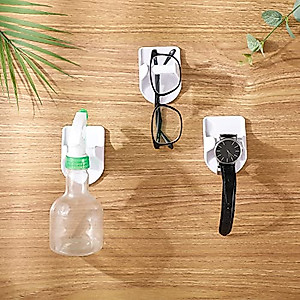 16 Pcs Spray Bottle Holder Wall Mount Spray Bottle Hanger White Adhesive Bottle Hooks for Cabinet Plastic Spray Bottle Rack Organizer to Create Storage Space for Home Kitchen Bathroom Sink Cleaner