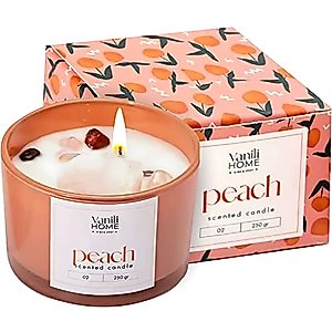 Peach Scented Candle | Aromatherapy Candle for Home | Natural Soy Candle | Best Smelling Candles for Home | Jar Candle with 100% Cotton Wick | 250 Grams Candle for Men & Women (Peach)
