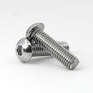 1/4-20 x 1/2" Button Head Socket Cap Bolts Screws, 304 Stainless Steel 18-8, Allen Hex Drive, Fully Machine Thread, Bright Finish, 50 PCS