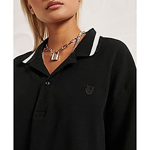 Superdry Mens Organic Cotton Unisex Surplus Polo T-Shirt, Oversized Fit Black Size L/XL