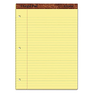 TOPS The Legal Pad Writing Pads, 8-1/2" x 11-3/4", Canary Paper, Legal Rule, 50 Sheets, 12 Pack (75351)